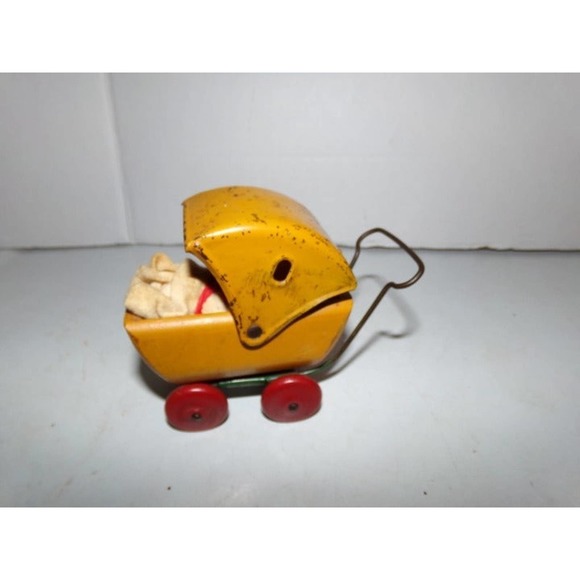 Other | Vintage Mini Baby In Baby Buggy 193s Metal Buggy Celluiod Baby ...